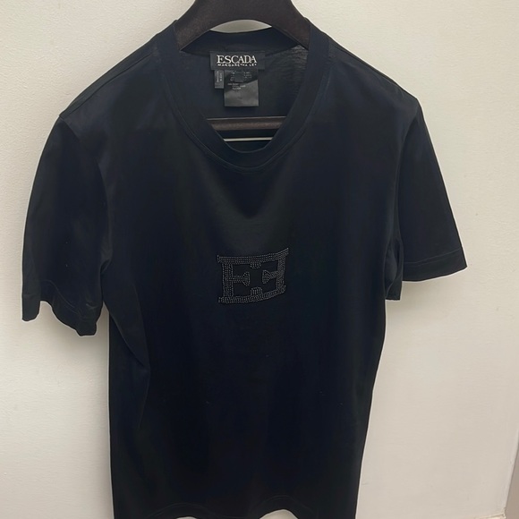 Escada | Tops | Vintage 99s Designer Tshirt By Escada Beaded Logo ...